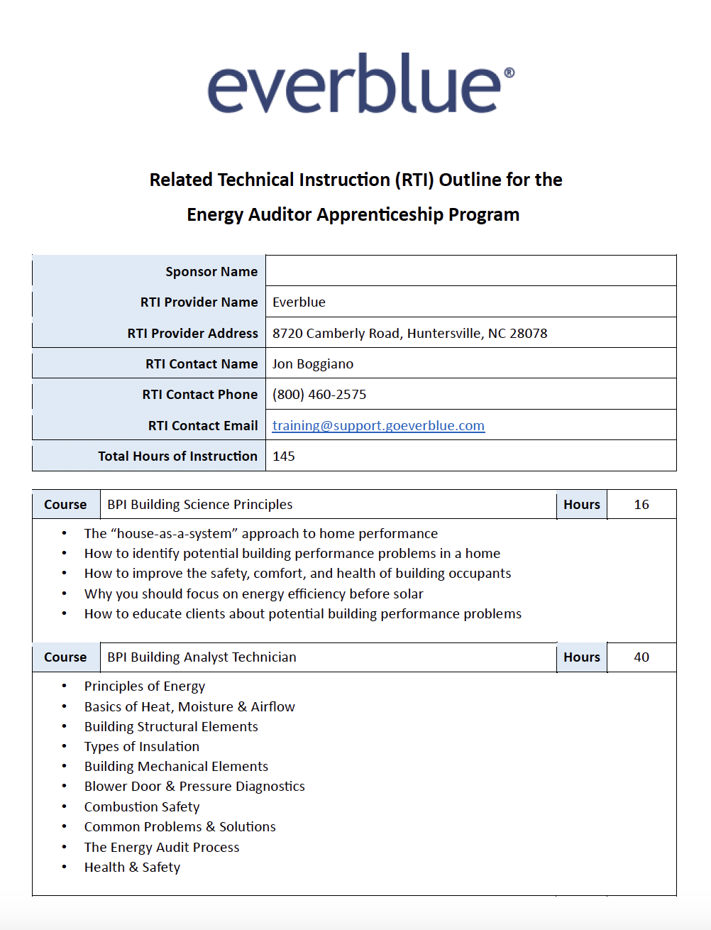 Everblue's Related Technical Instruction for Apprenticeships